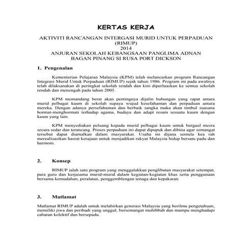 Kertas kerja-rancangan-integrasi-murid-untuk-perpaduan-rimup | DOC