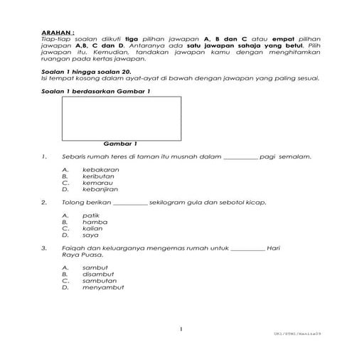 Soalan objektif aneka pilihan | DOCX