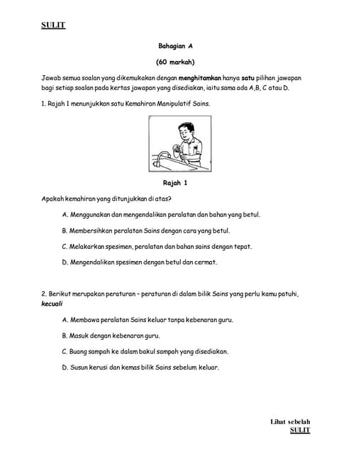 Ujian Sumatif 2 Sains Tahun 3 (Latihan Pengukuhan) | PDF