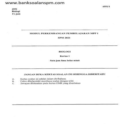 Kertas 1 Pep Tov Spm Terengganu 2021 Soalan Pdf