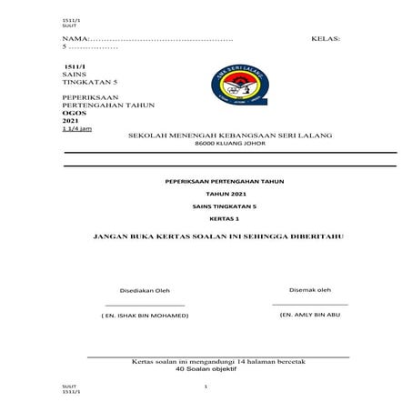 Kertas 1 sains ppt spm 2021 | PDF