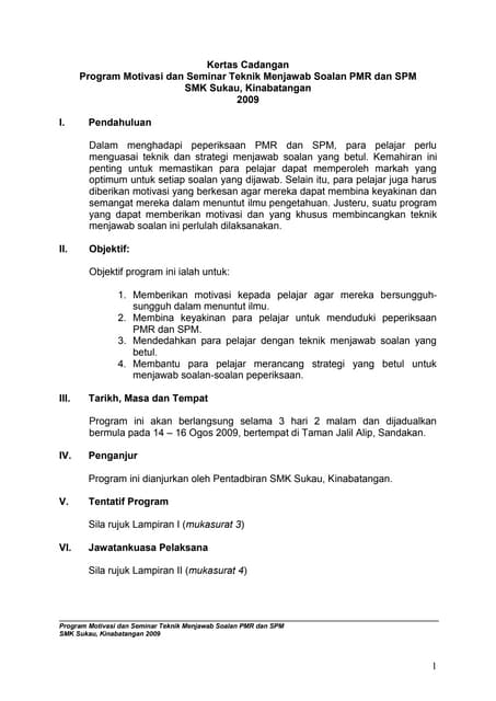 Contoh kertas kerja program | DOC