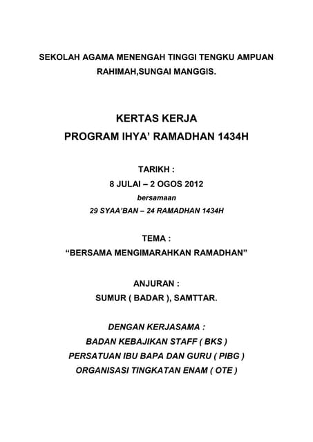 Kertas kerja iftar jamaie | DOC