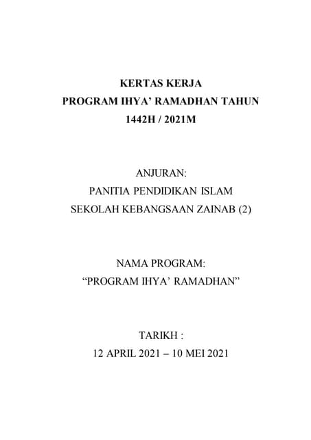 Kertas kerja iftar jamaie | PDF