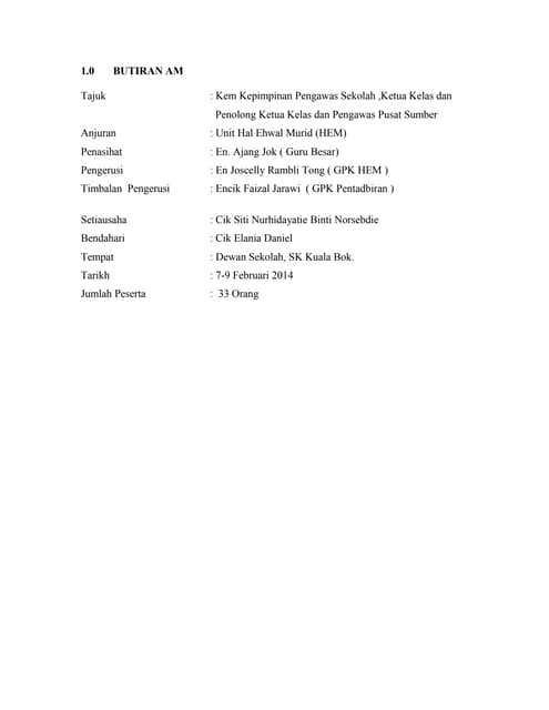 Contoh kertas kerja program | DOC