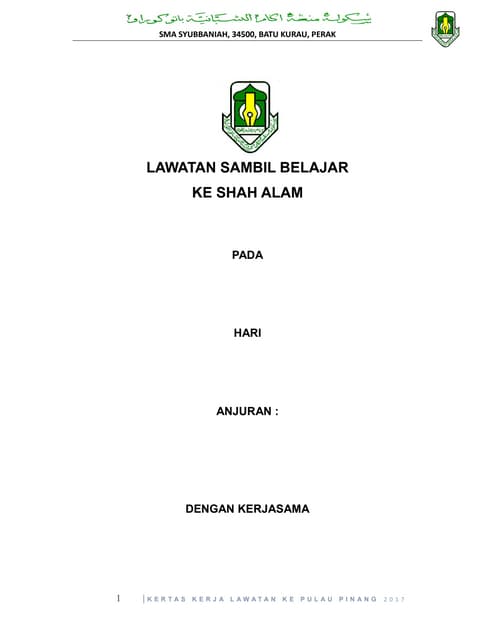 Contoh Kertas kerja lawatan | DOCX