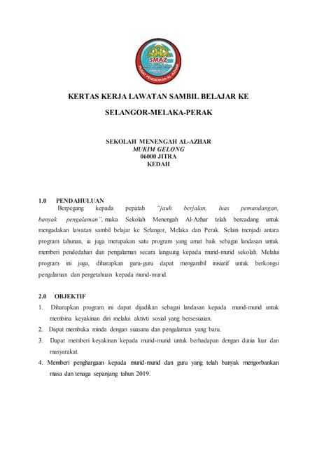 Laporan Lawatan Sambil Belajar Ke Melaka Docx