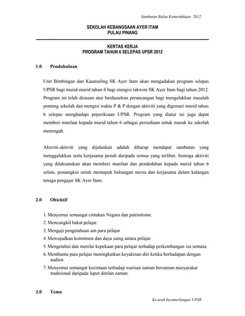 Kertas kerja program lps upsr | PDF
