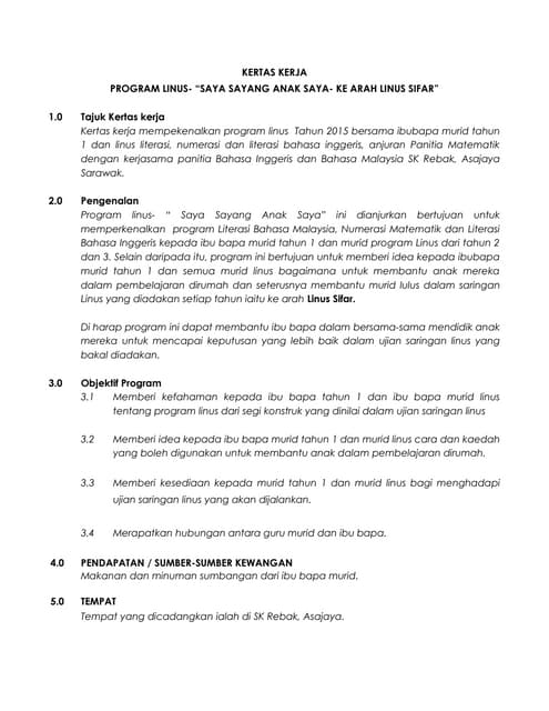 Kertas Kerja Program Peningkatan Akademik | DOCX