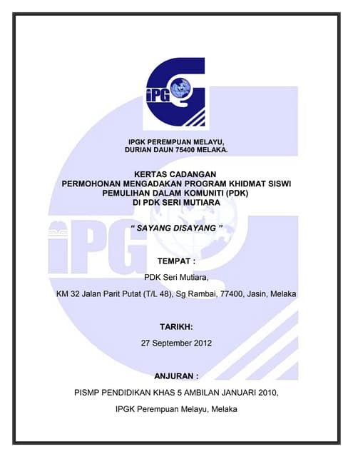 Contoh kertas kerja program | DOC