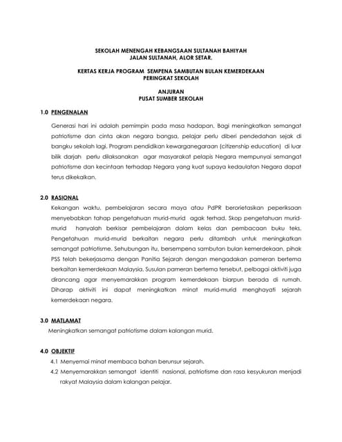 Kertas kerja boling 2013 | DOC