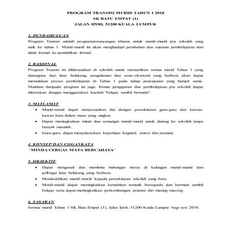 Kertas kerja program transisi | DOCX