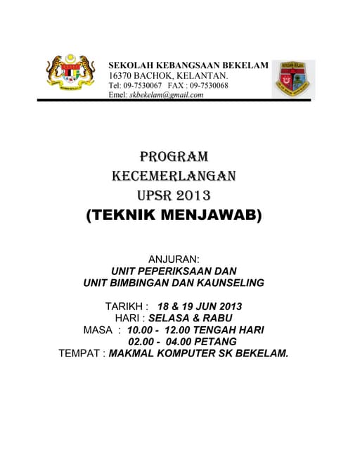 Buku program gerak gempur upsr | PPT