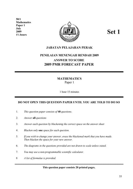 FINAL EXAM FOR MATHEMATICS YEAR 1 | DOCX