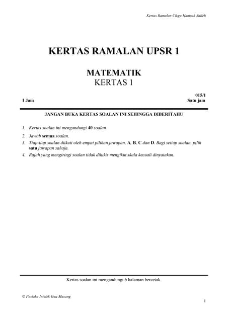 MATEMATIK TAHUN 4 - SOALAN + JAWAPAN | PDF