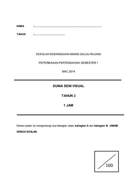 Soalan seni tahun 5 | PDF