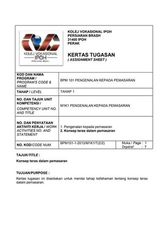 Kertas penerangan pemasaran m1 k1.2 | PDF