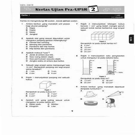 Kertas ujian siap sedia pra upsr tahun 4 set 2 | PDF