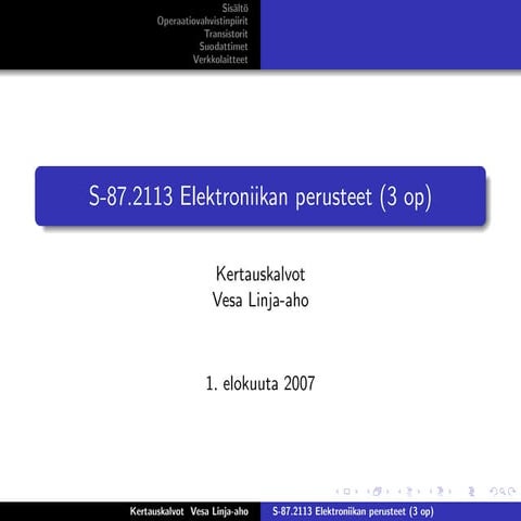 Elektroniikan perusteet | PDF