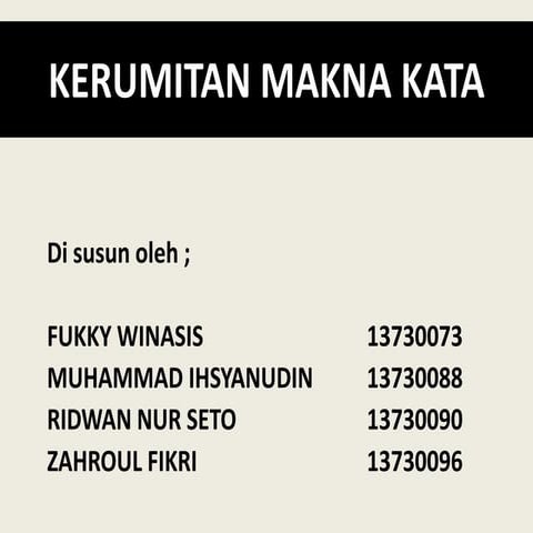 Kerumitan makna kata | PPTX