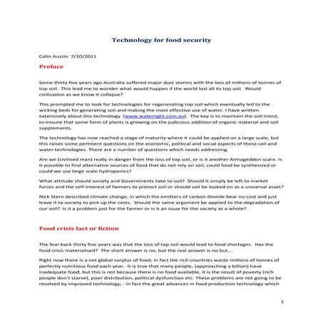 Technology for Food Security | PDF