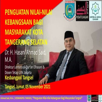 Dr. Hasani Ahmad Said, M.A. Penguatan Nilai-nilai Kebangsaan bagi ...