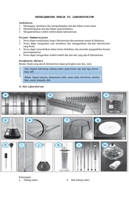 Alat alat keselamatan kerja dan simbol-simbol laboratorium | DOCX