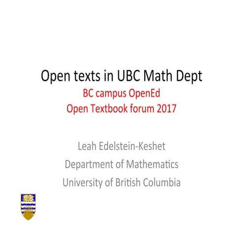 Open textbooks in UBC Math Department | PDF