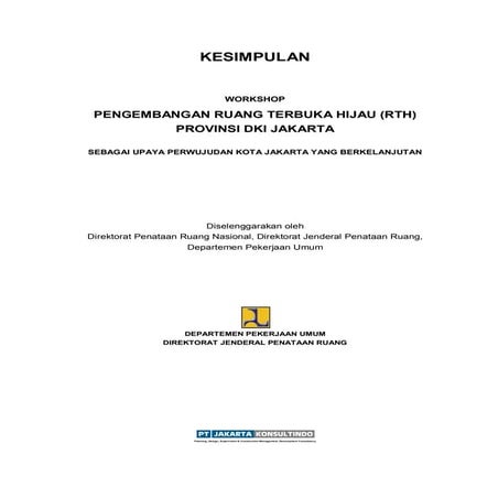 Kesimpulan Workshop Jakarta Berkelanjutan | PDF