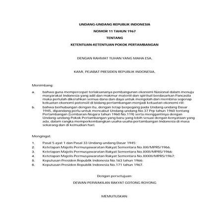 Ketentuanketentuan pokok pertambangan_(uu_11_thn_11 | PDF