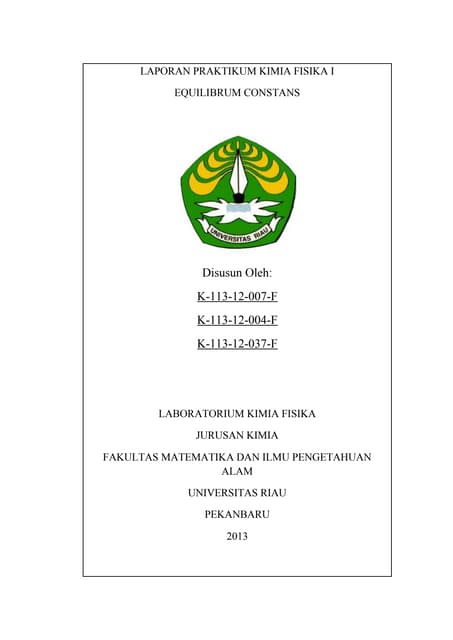 Laporan praktikum kesetimbangan kimia | DOCX