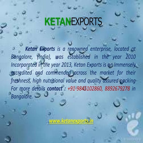 Ketan Exports Bangalore: 09845102860, 08892679278 | PPT