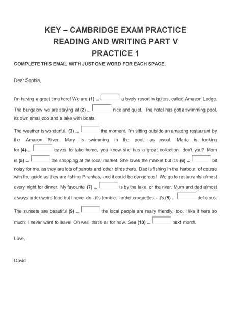 Ket practice part v 4 | PDF