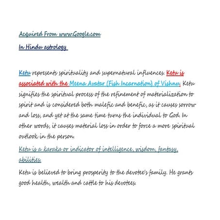 [ Ketu is associated with the meena avatar (fish incarnation) of vishnu ...