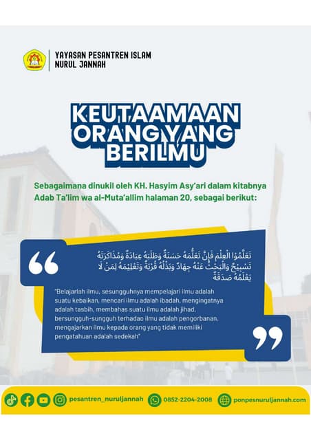 Keutamaan Orang Yang berilmu Nurul Jannah | PDF