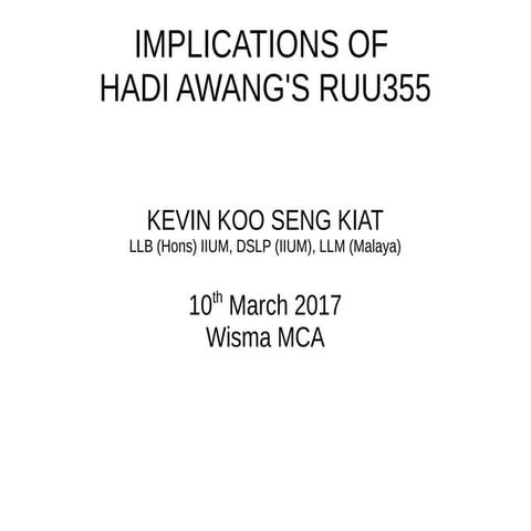 Implications of Hadi Awang's RUU355 | PDF