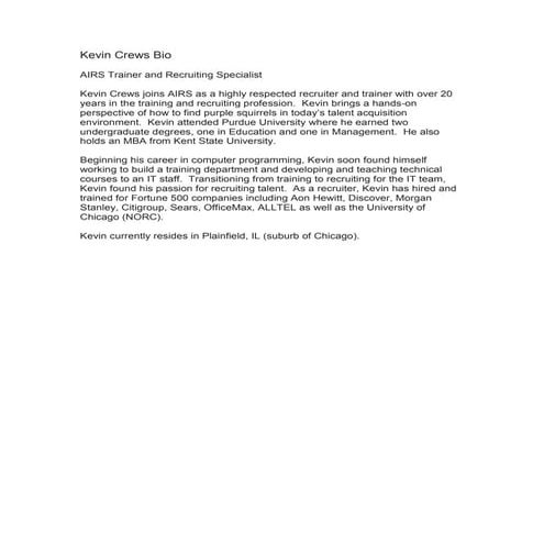 Kevin crews bio airs | PDF