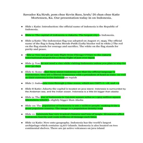 Kevin katie indonesia presentation script | PDF