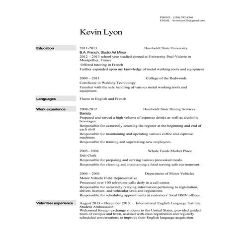 Kevin lyon resume | DOC