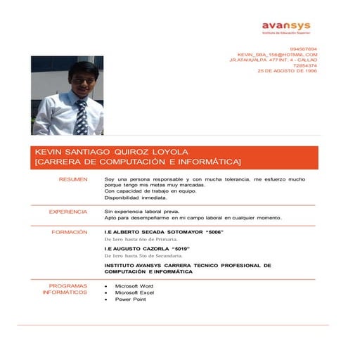 Kevin quiroz cv | DOCX