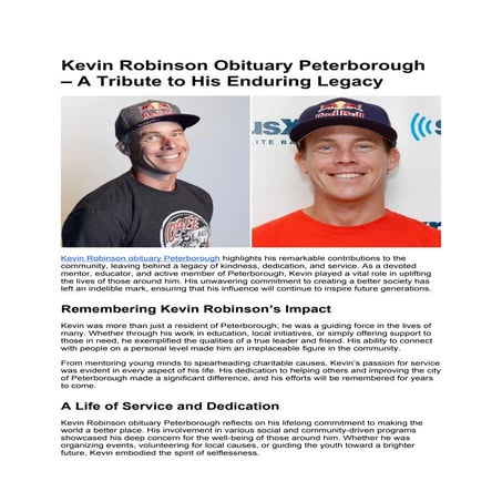 Kevin Robinson Obituary Peterborough – Remembering His Lasting Legacy | PDF