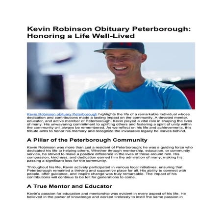 Kevin Robinson Obituary Peterborough: Honoring a Life Well-Lived | PDF