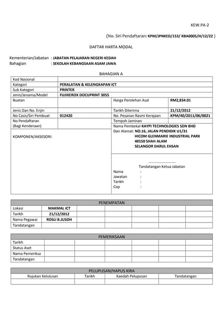 Tatacara Pengurusan Harta Modal | PPT