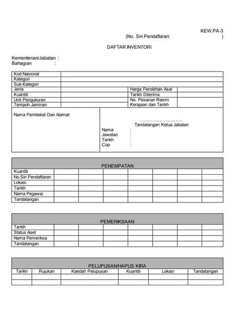 Kew.pa 3 daftar inventori | DOC