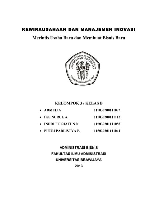 Merintis usaha baru dan model pengembangan | PPT