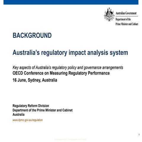 Australia’s regulatory impact analysis system | PDF