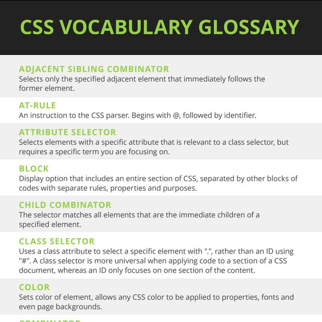 CSS Vocabulary Glossary | PDF CSS Vocabulary Glossary | PDF