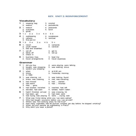 Key. unit 2. reinforcement | PDF