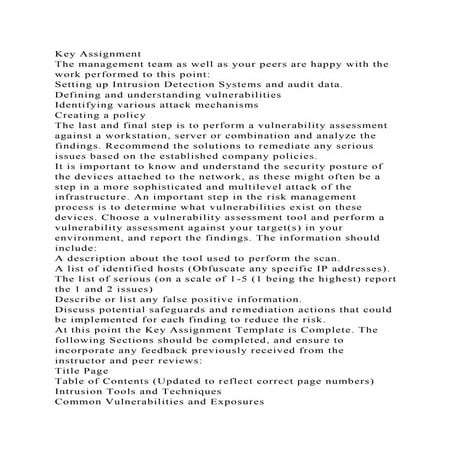 Key AssignmentThe management team as well as your peers are happy .docx