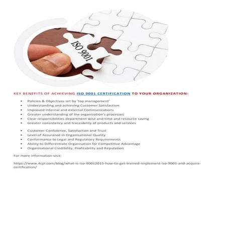 KEY BENEFITS OF ACHIEVING ISO 9001 2015.pdf | Business | Business and Finance